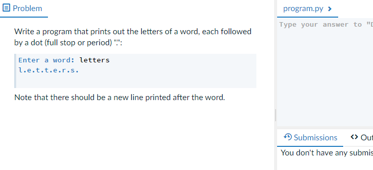 Solved Problem Program Py Type Your Answer To Letters