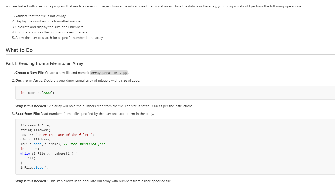 Solved 1. Validate that the file is not empty. 2. Display | Chegg.com