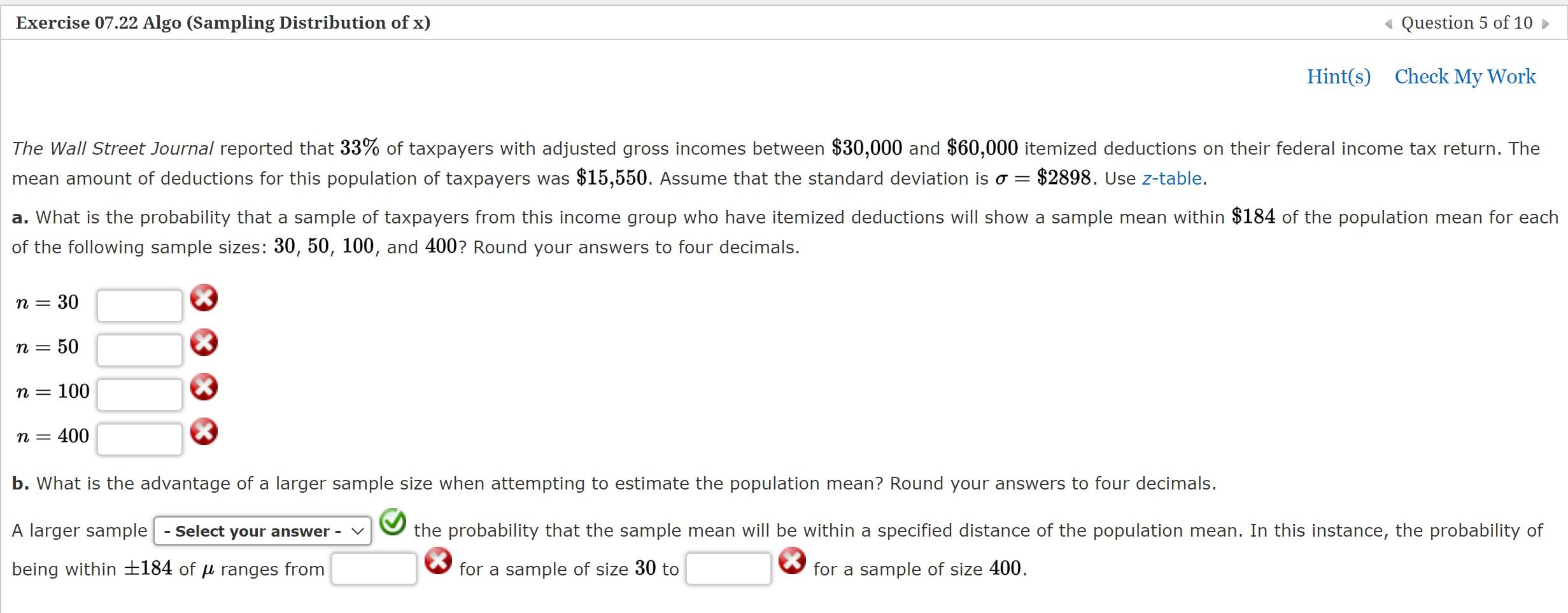 Solved Exercise 07.22 Algo (Sampling Distribution of x) | Chegg.com