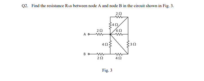Solved Q2. Find the resistance RAB between node A and node B | Chegg.com