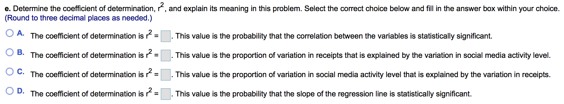 Solved E Determine The Coefficient Of Determination R