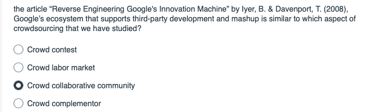 Solved the article "Reverse Engineering Google's Innovation | Chegg.com