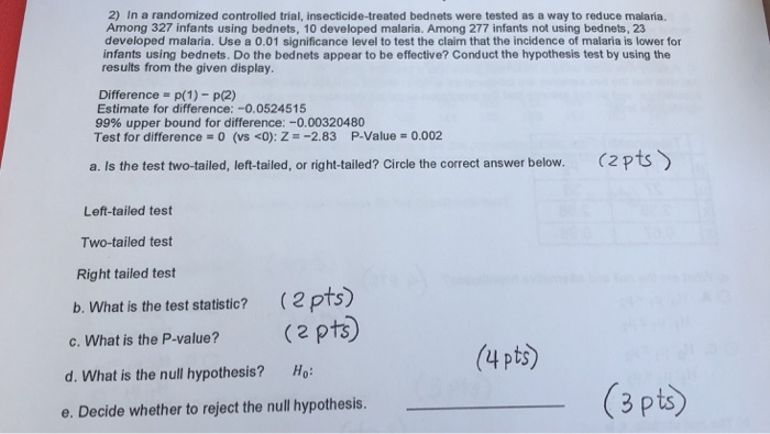 Solved 2) In a randomized controlled trial, | Chegg.com
