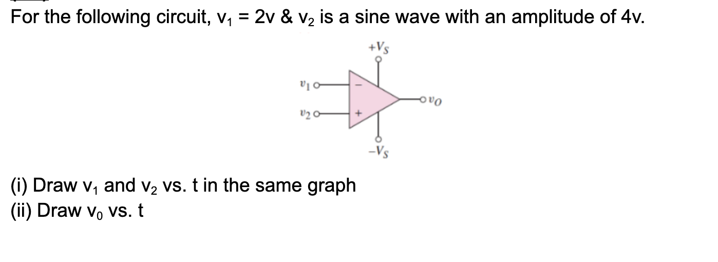Solved For the following circuit, v1=2v&v2 is a sine wave | Chegg.com