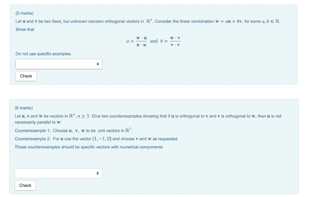 Solved (5 marks) Let u and v be two fixed, but unknown | Chegg.com