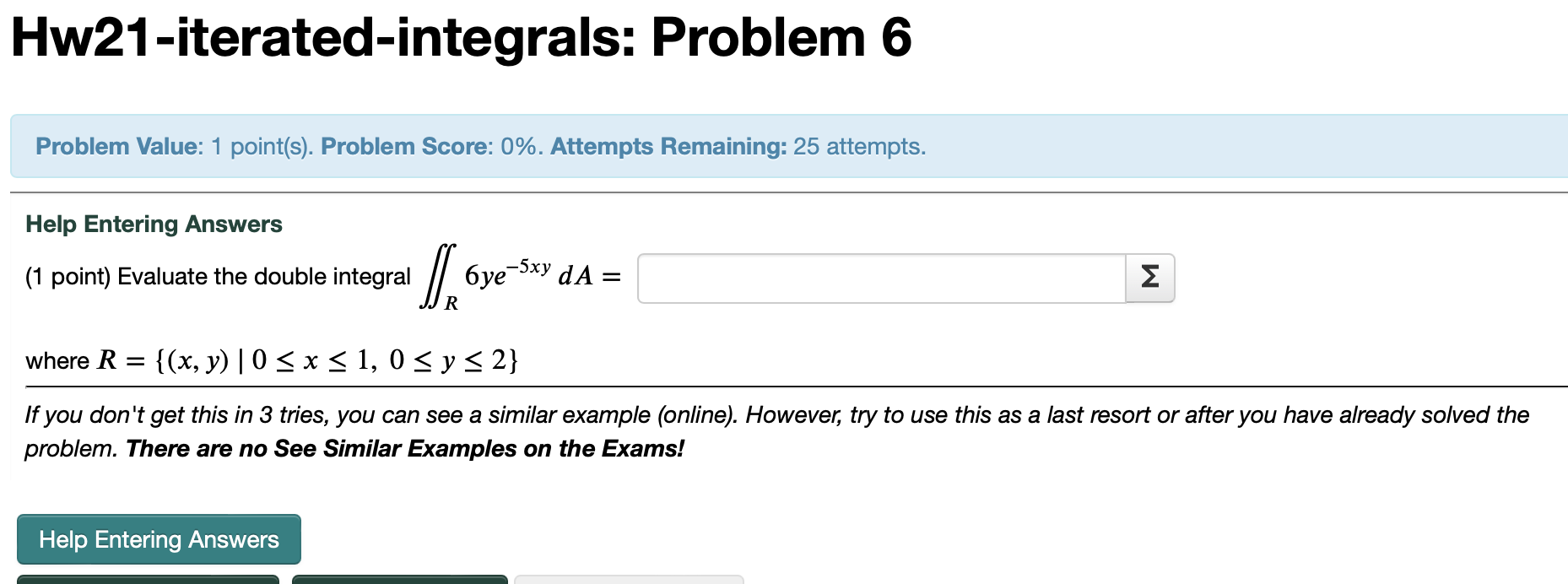 Solved Hw21-iterated-integrals: Problem 6 Problem Value: 1 | Chegg.com