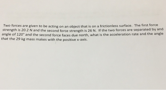 Solved Two forces are given to be acting on an object that | Chegg.com