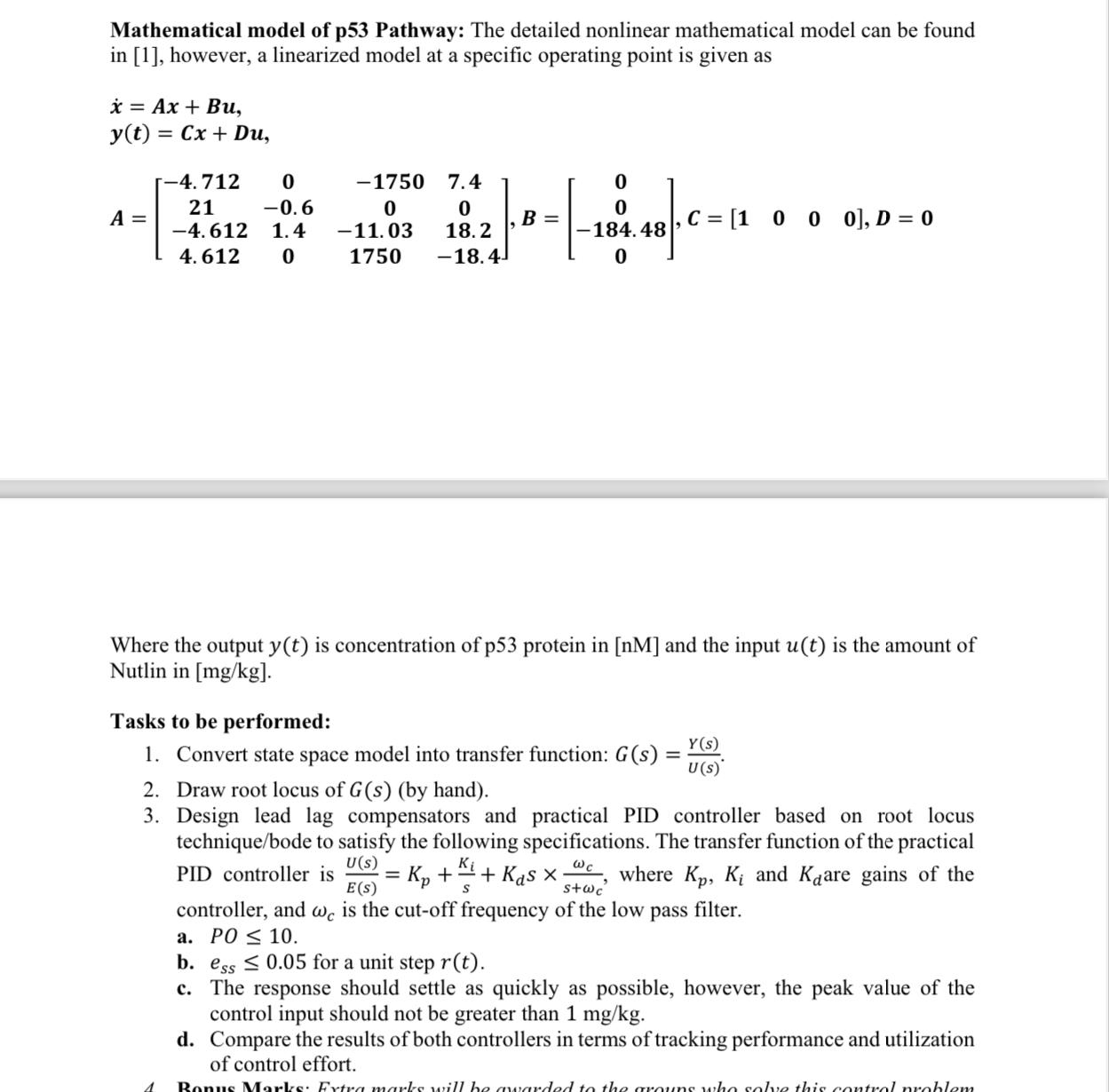 Solved Mathematical model of p53 Pathway: The detailed | Chegg.com