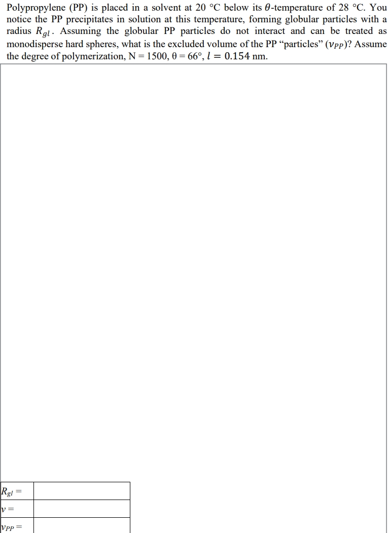 Solved Polypropylene (PP) ﻿is placed in a solvent at 20°C | Chegg.com