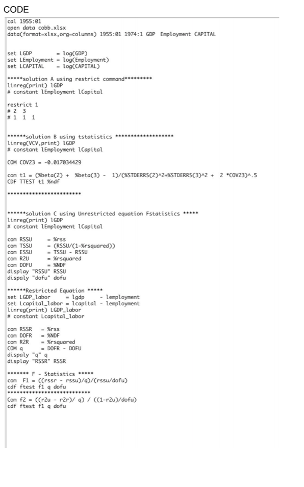 (Programming Language used RATS. Both code and output | Chegg.com