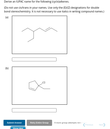 Solved Derive An Iupac Name For The Following