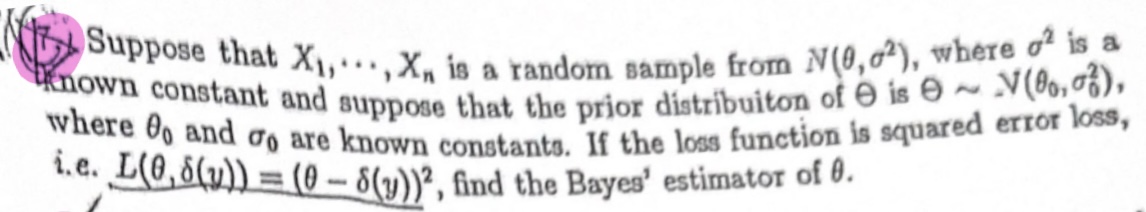 Solved Suppose that X1,⋯,Xn is a random sample from N(θ,σ2), | Chegg.com