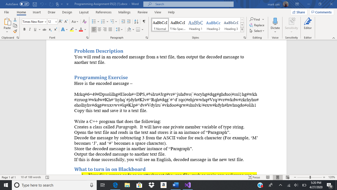 Solved AutoSave Of H U C - Programming Assignment 05(2) | Chegg.com