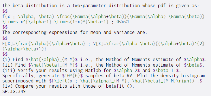 Solved The beta distribution is a two-parameter distribution | Chegg.com