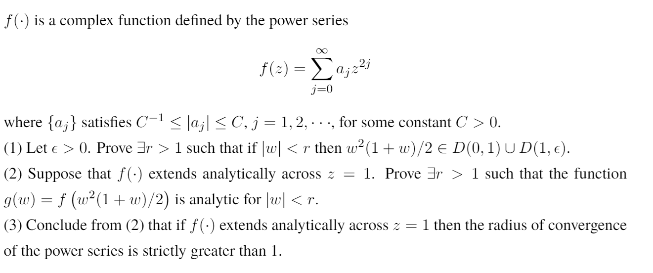 Solved f() is a complex function defined by the power series | Chegg.com
