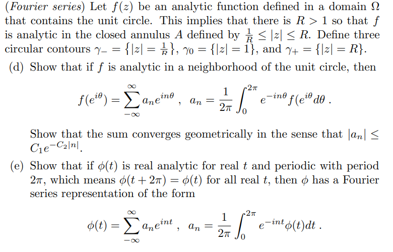 Solved (Fourier series) Let f(z) be an analytic function | Chegg.com