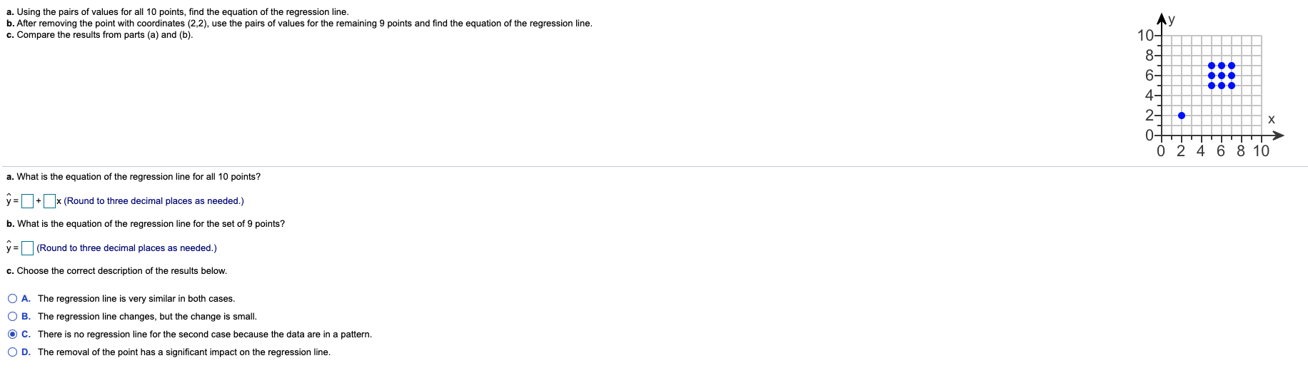 Solved a. Using the pairs of values for all 10 points, find | Chegg.com