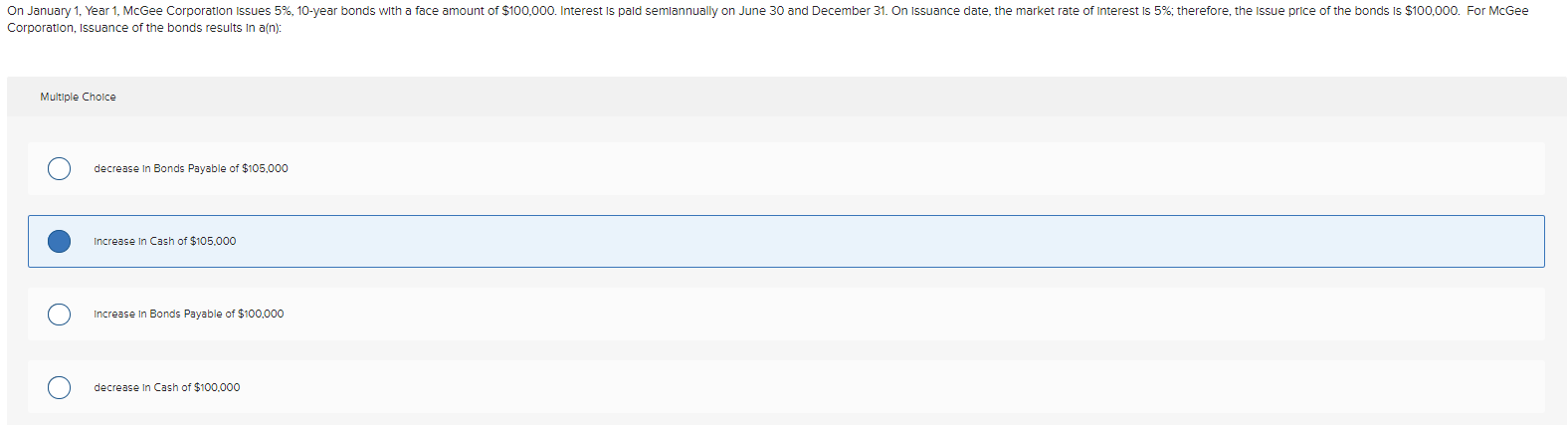 Solved Corporation, Issuance of the bonds results in a(n) : | Chegg.com
