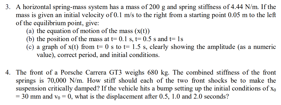 3. A horizontal spring-mass system has a mass of 200 | Chegg.com
