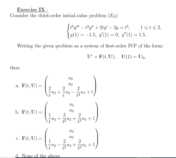 Solved Exercise IX : Consider the third-order initial-value | Chegg.com