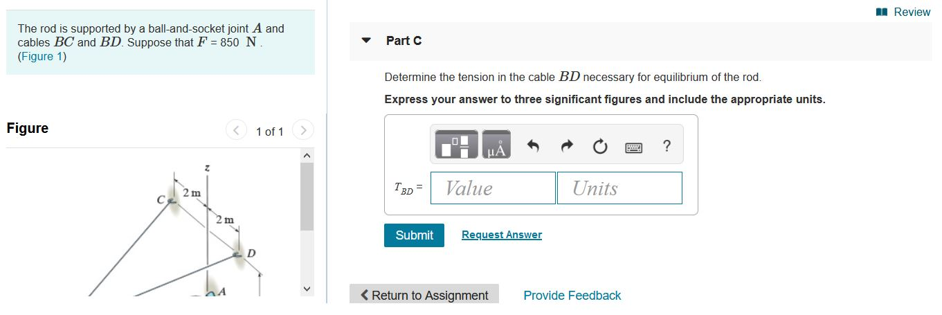 Solved Review The smooth uniform rod AB is supported by a | Chegg.com