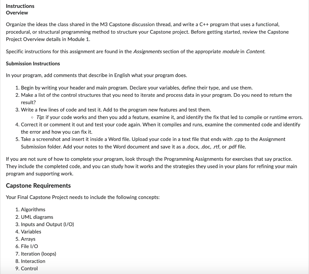Solved Below I have attached the project's instructions. My | Chegg.com