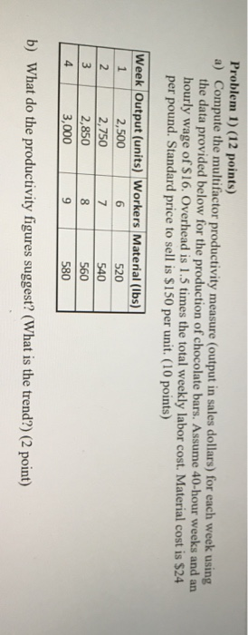 Solved Problem 1) (12 points) a) Compute the multifactor | Chegg.com