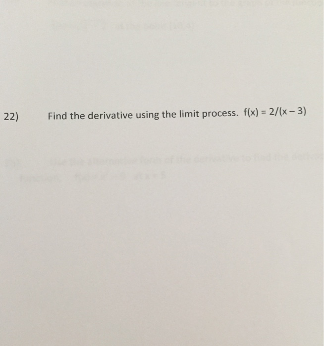 Solved Find the derivative using the limit process. f(x) = | Chegg.com