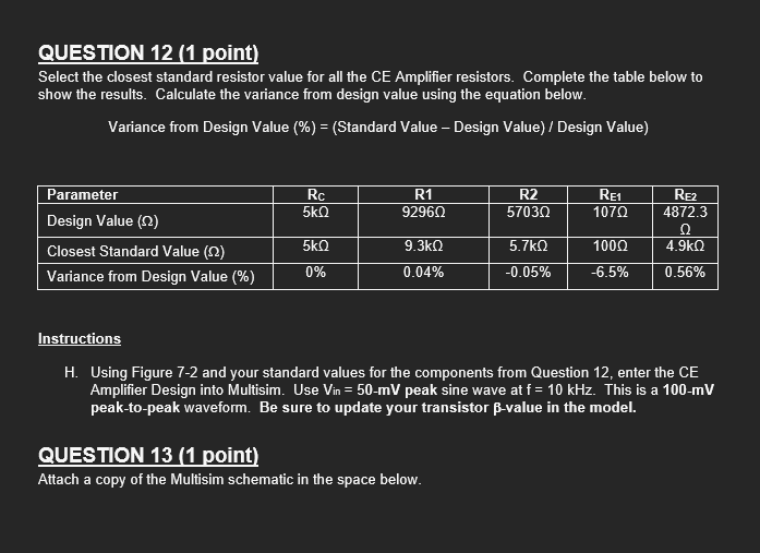 Solved Figure 7-2 - Common-Emitter AmplifierQUESTION 12 (1 | Chegg.com