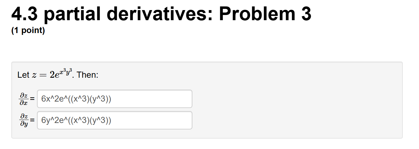 Solved 4.3 ﻿partial derivatives: Problem 3(1 ﻿point)Let | Chegg.com