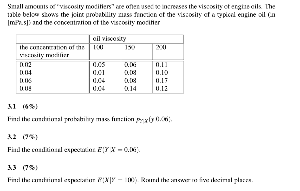 Solved Small amounts of “viscosity modifiers" are often used | Chegg.com