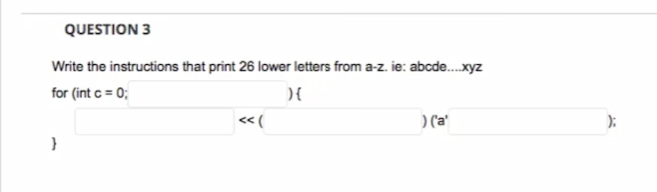 Solved Write the instructions that print 26 lower letters | Chegg.com