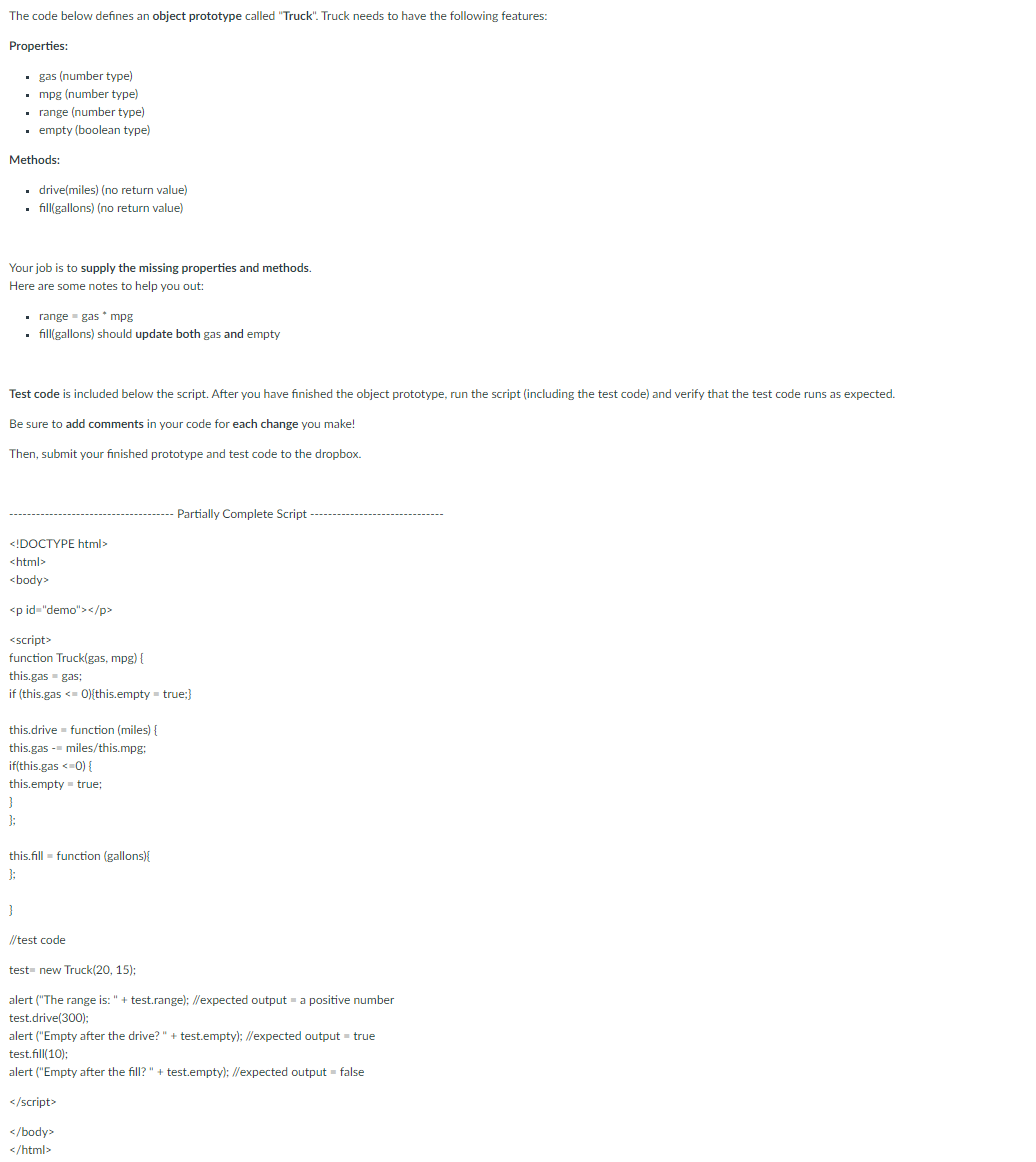 Solved The code below defines an object prototype called | Chegg.com