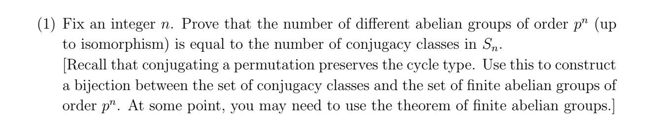 Solved (1) Fix an integer n. Prove that the number of | Chegg.com