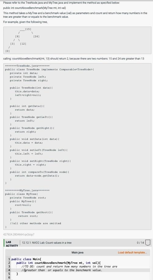 Solved Please refer to the TreeNode.java and MyTree.java and | Chegg.com