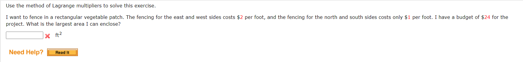 Solved Use the method of Lagrange multipliers to solve this | Chegg.com