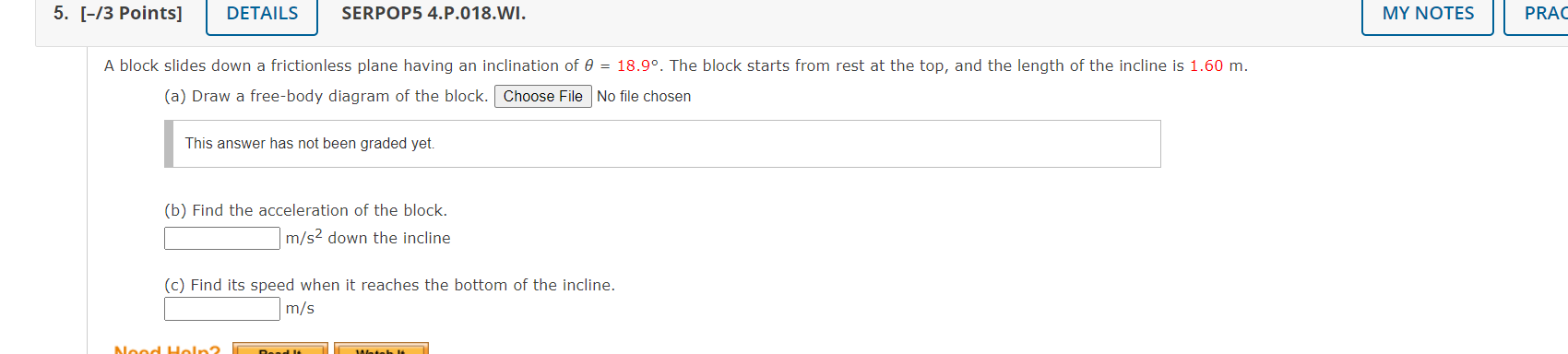 Solved A block slides down a frictionless plane having an | Chegg.com