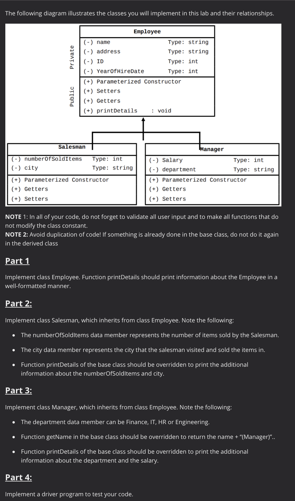Solved The following diagram illustrates the classes you | Chegg.com