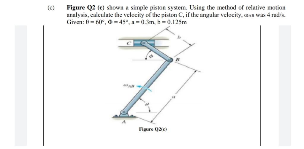 Solved (c) Figure Q2 (c) shown a simple piston system. Using | Chegg.com