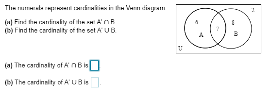 Solved The numerals represent cardinalities in the Venn | Chegg.com