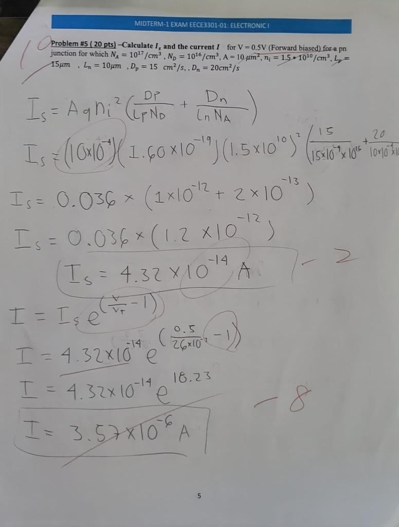 Solved Problem \#5 (20 pts) -Calculate Is and the current I | Chegg.com