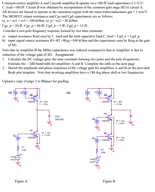 Solved Common-source amplifier A and Cascode amplifier B | Chegg.com