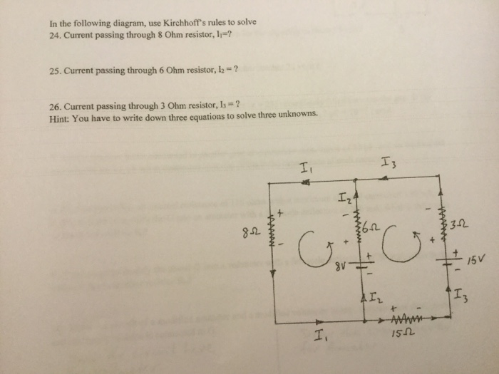 Solved In the following diagram, use Kirchhoff's rules to | Chegg.com