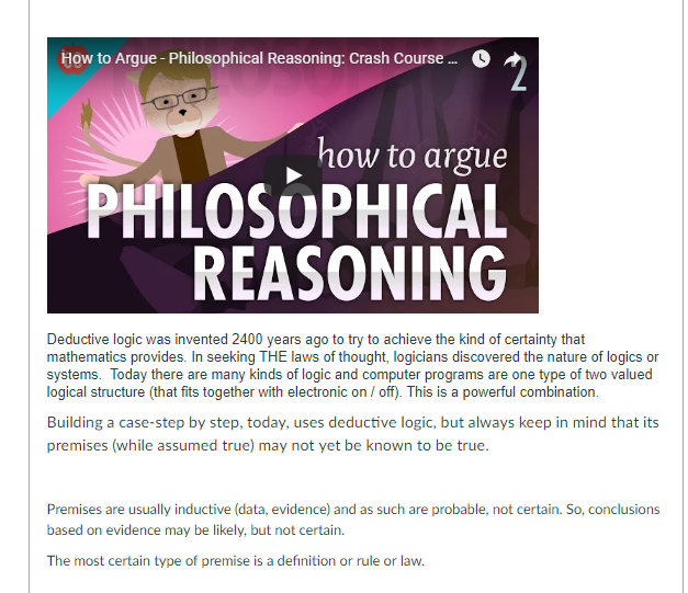 Solved How to Argue- Philosophical Reasoning: Crash Course.. | Chegg.com