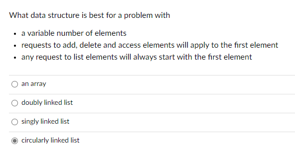 Solved What data structure is best for a problem with a | Chegg.com