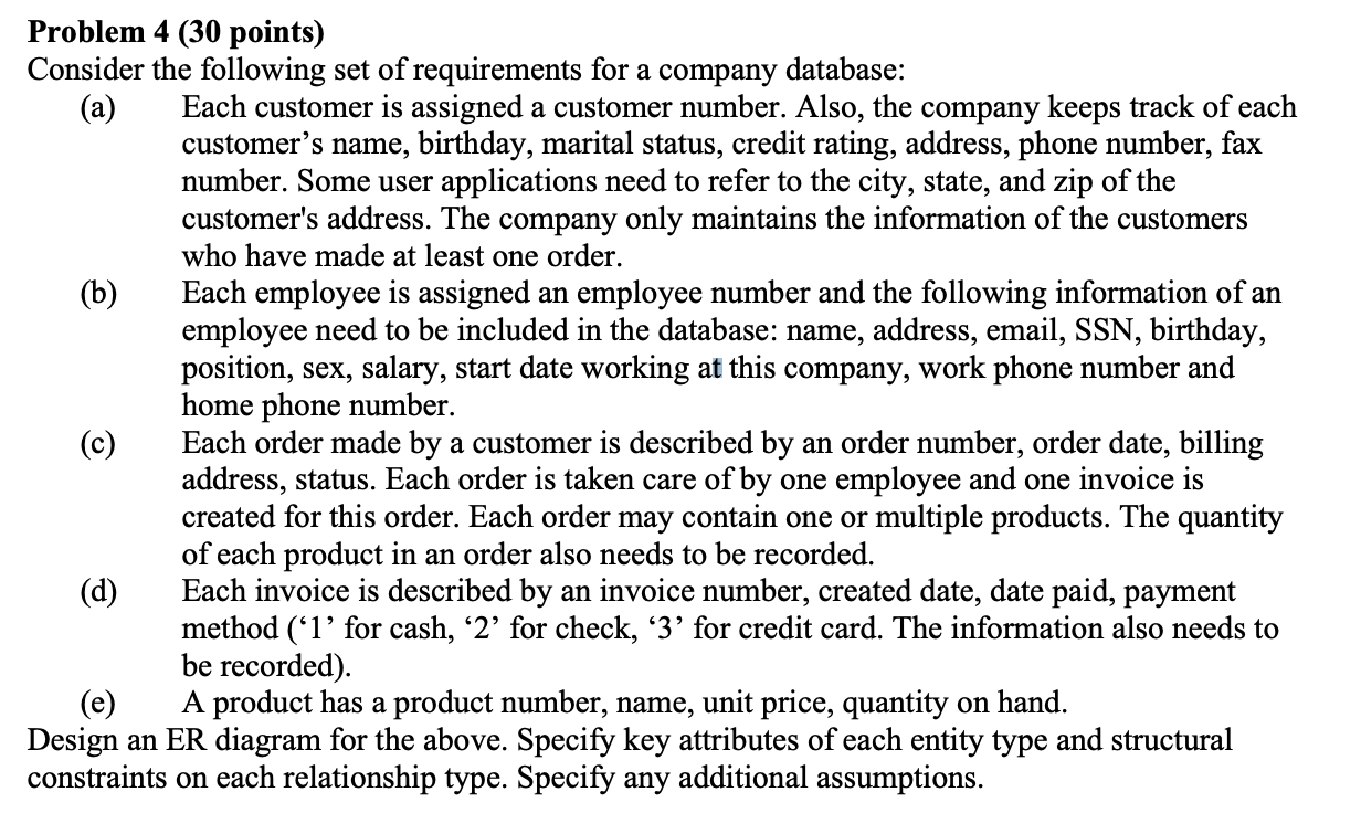 Solved Problem 4 (30 points) Consider the following set of | Chegg.com