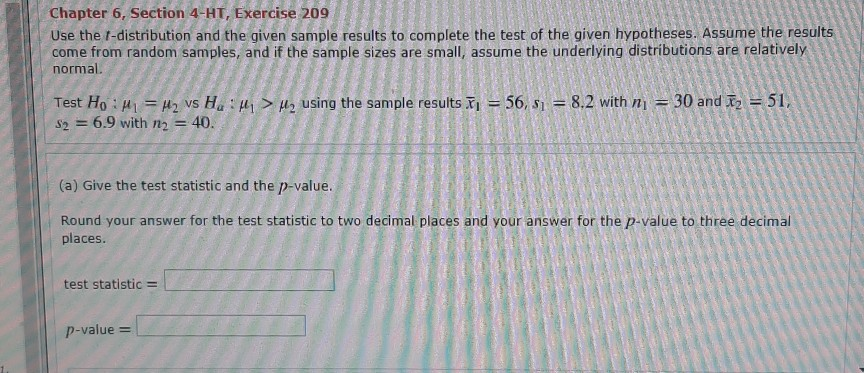 Solved Chapter 6, Section 4-HT, Exercise 209 Use the | Chegg.com