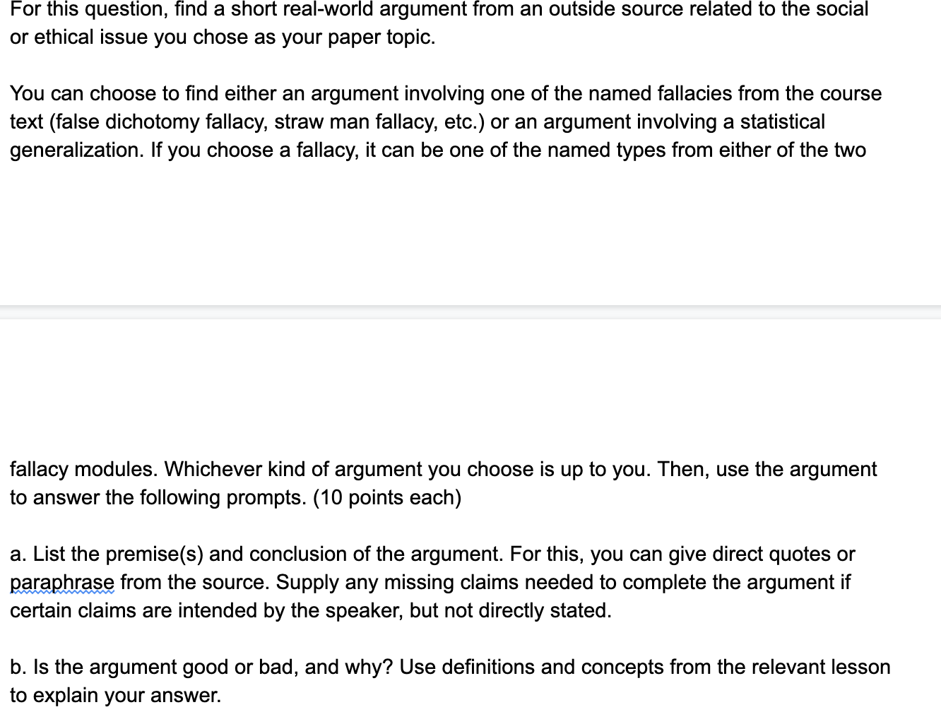 For this question, find a short real-world argument | Chegg.com