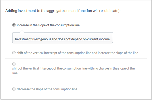 Solved Adding investment to the aggregate demand function | Chegg.com