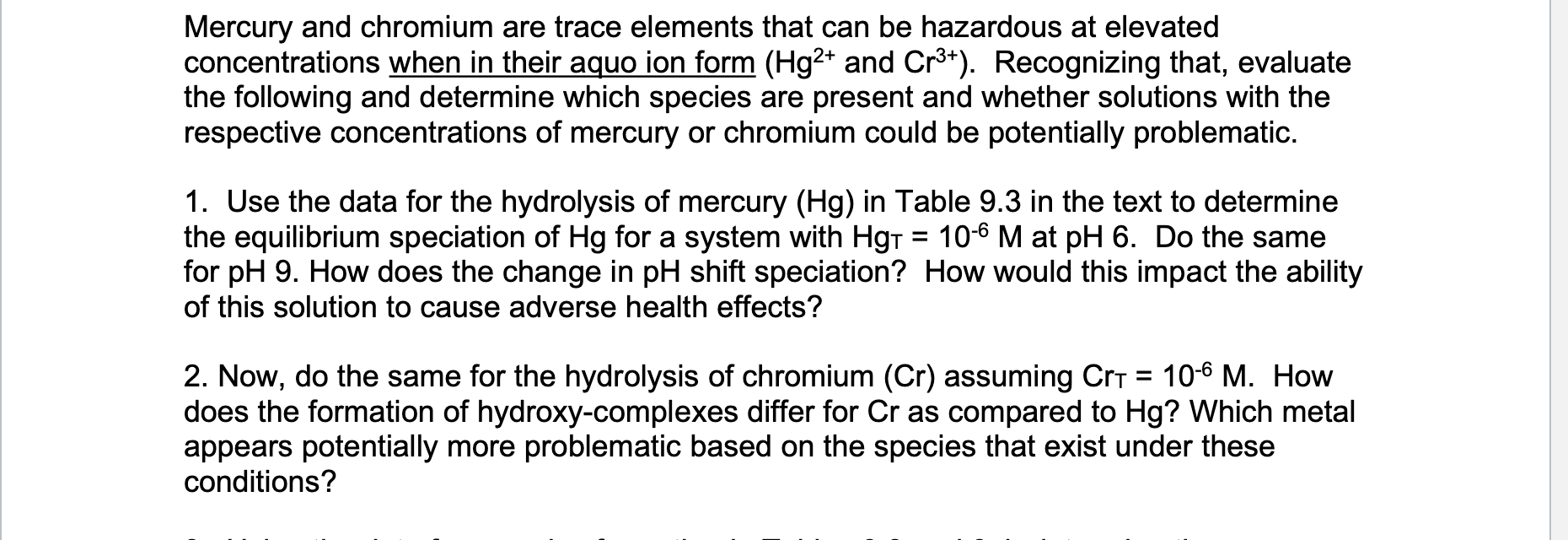 Mercury and chromium are trace elements that can be | Chegg.com